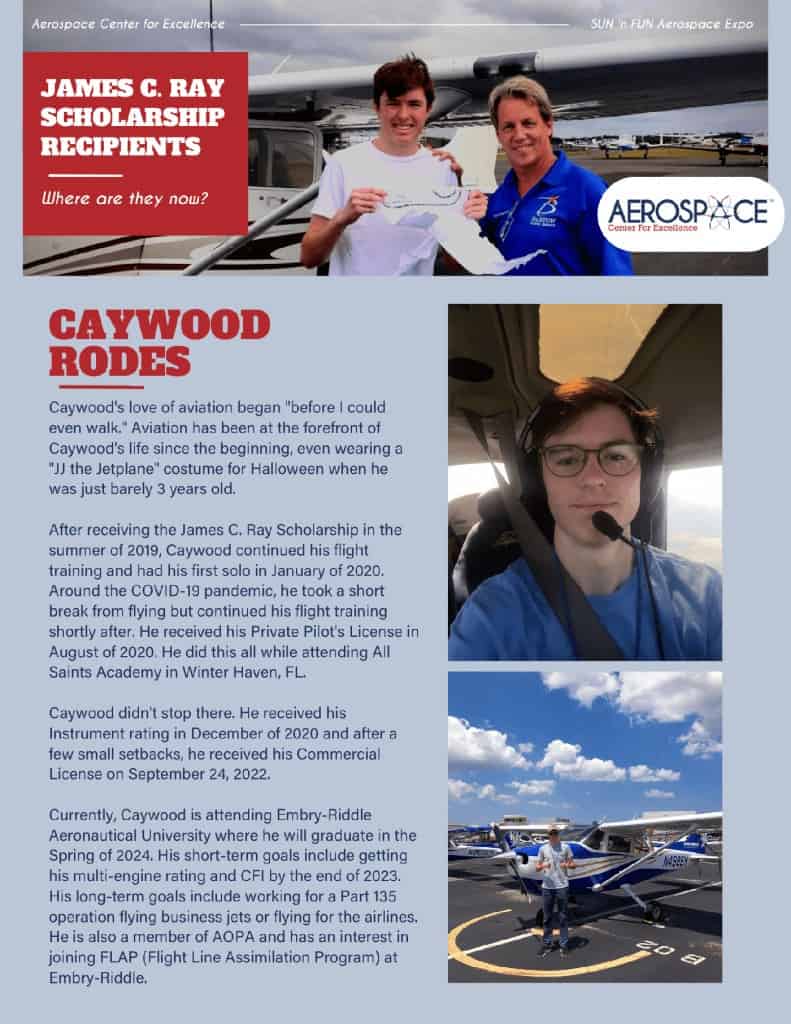 James C. Ray Scholarship Recipients – Where are they now? Caywood Rodes ...